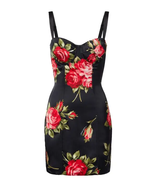 Dolce & Gabbana Floral Minidress - Black