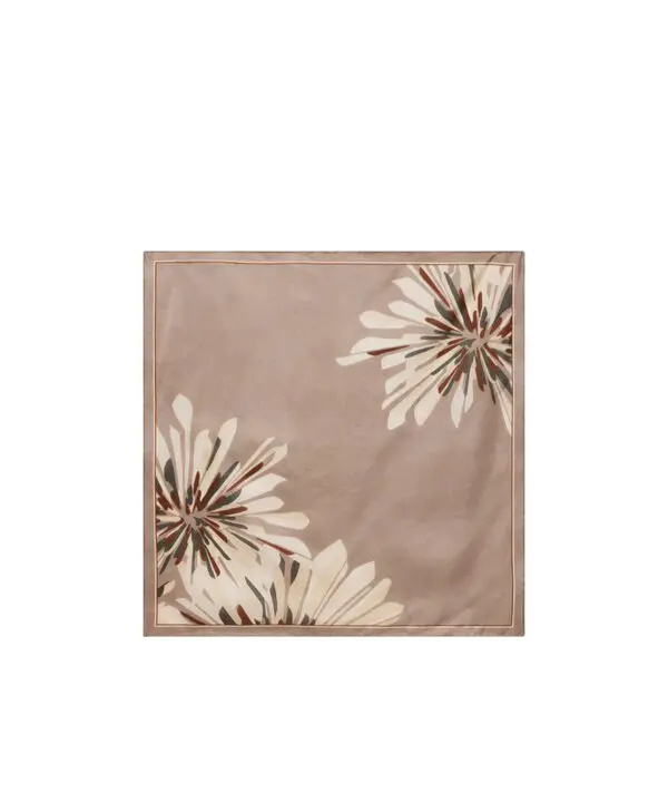 Brunello Cucinelli Floral Silk Twill Scarf - Khaki
