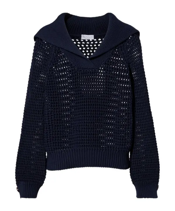 Brunello Cucinelli Cotton-blend Polo Sweater