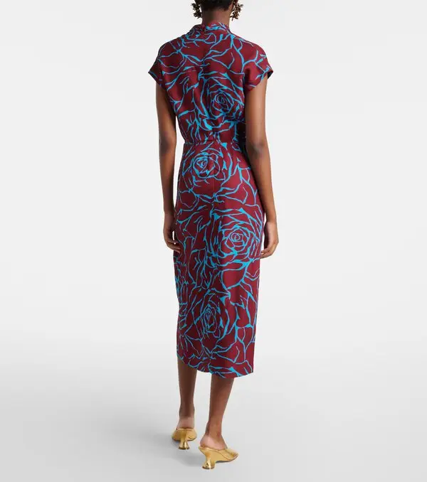 Dries Van Noten Printed Satin Midi Dress