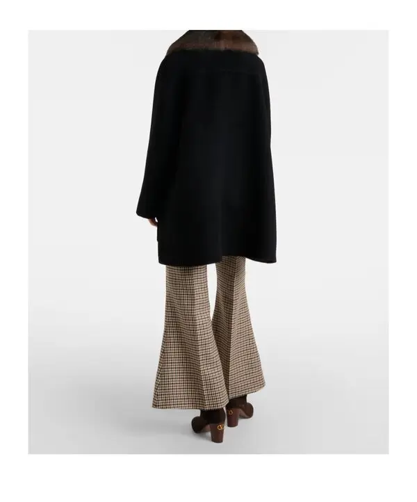 Valentino Garavani Houndstooth Cropped Virgin Wool Flared Pants