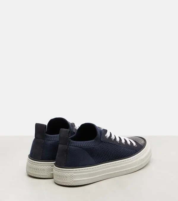 Brunello Cucinelli Monili Suede-trimmed Sneakers