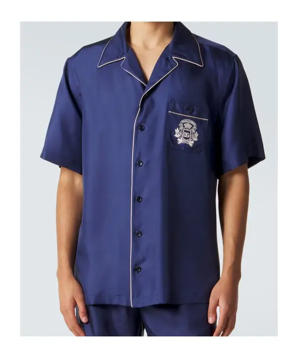 Dolce & Gabbana Logo Silk Satin Bowling Shirt
