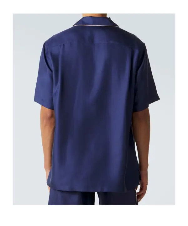 Dolce & Gabbana Logo Silk Satin Bowling Shirt