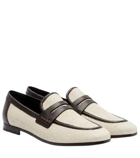 Brunello Cucinelli Woven Leather-trimmed Penny Loafers