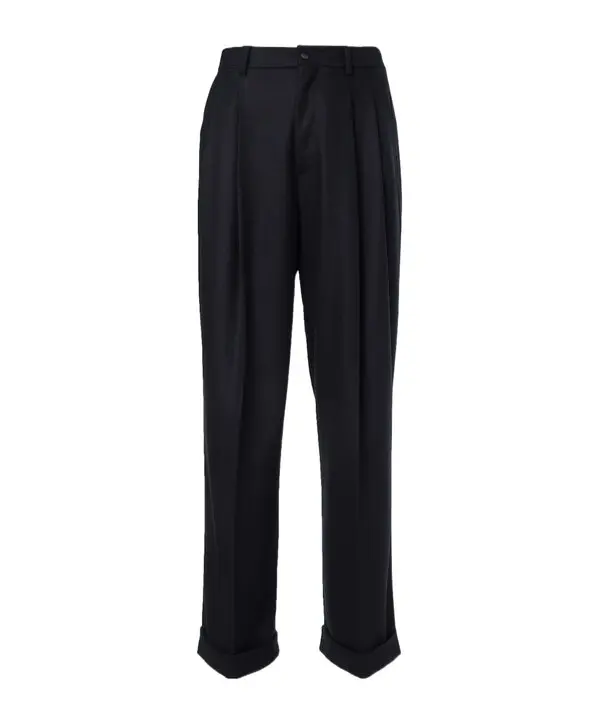 Dolce & Gabbana Virgin Wool Wide-leg Pants - Black