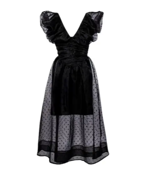 GANNI Polka Dot Midi Dress - Black