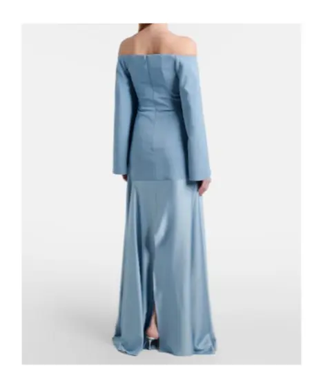 Solace London Rina Crepe And Satin Off-the-shoulder Gown