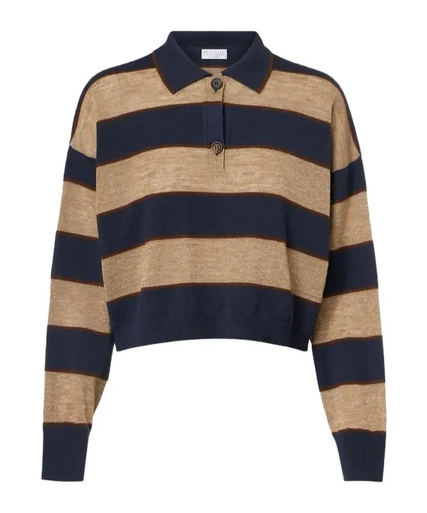 Brunello Cucinelli Wool, Cashmere, And Silk Polo Sweater