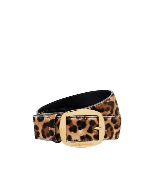 Dolce & Gabbana Leopard-print Calf Hair Belt - Black