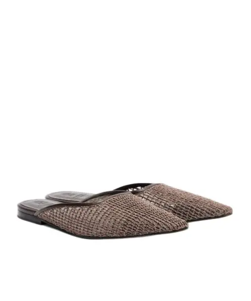 Brunello Cucinelli Monili Leather-trimmed Mules