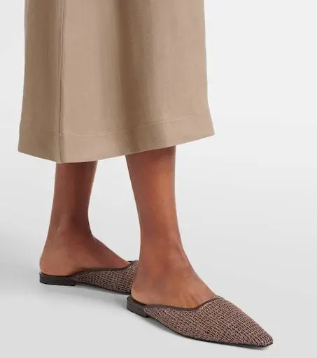 Brunello Cucinelli Monili Leather-trimmed Mules