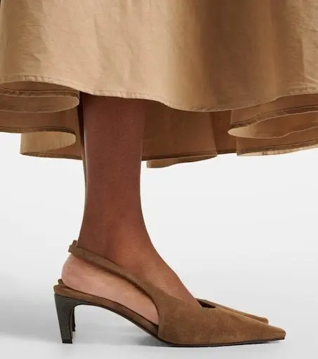 Brunello Cucinelli Suede Slingback Pumps