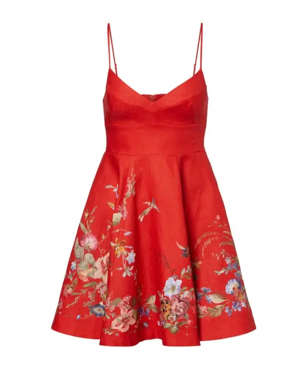 Zimmermann Patience Floral Linen Minidress - Red
