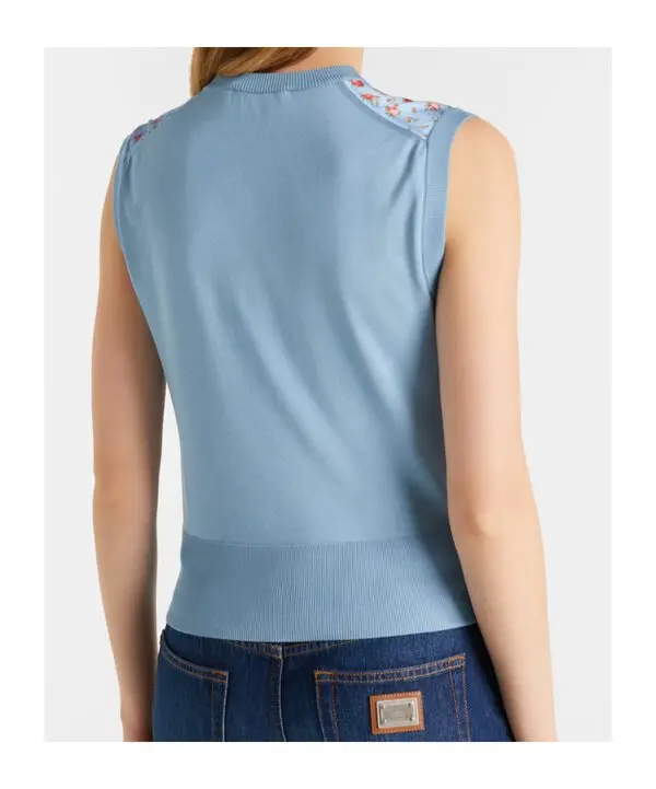 Dolce & Gabbana Floral Silk Sweater Vest