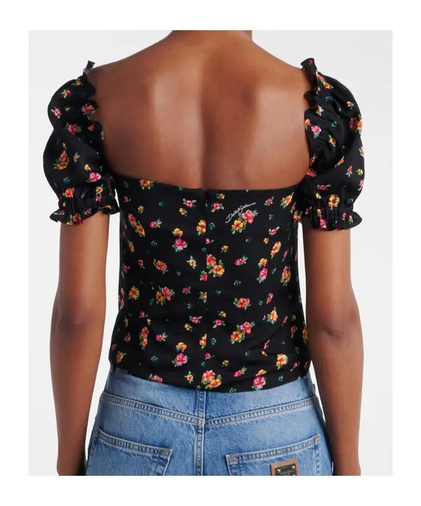 Dolce & Gabbana Floral Silk-blend Charmeuse Top