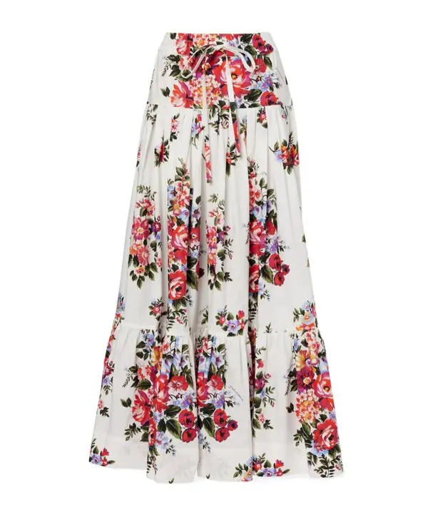 Dolce & Gabbana Floral Cotton Poplin Maxi Skirt