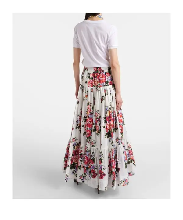 Dolce & Gabbana Floral Cotton Poplin Maxi Skirt