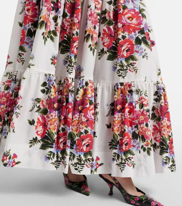 Dolce & Gabbana Floral Cotton Poplin Maxi Skirt