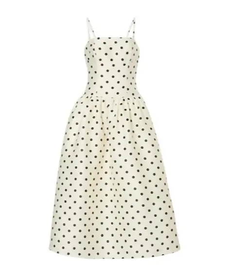 SELF-PORTRAIT Polka-dot Taffetta Corset Dress - White