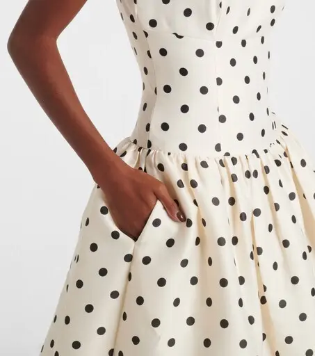 SELF-PORTRAIT Polka-dot Taffetta Corset Dress