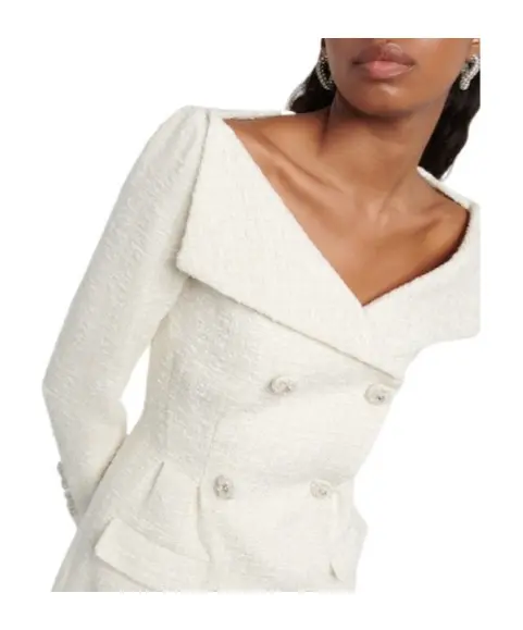 SELF-PORTRAIT Bouclé Knit Mini Dress With Embellished Buttons
