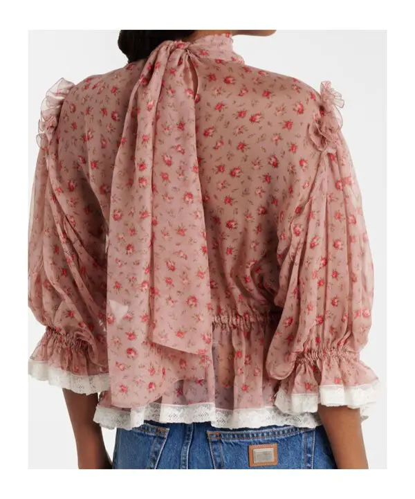 Dolce & Gabbana Floral Silk And Cotton Chiffon Blouse