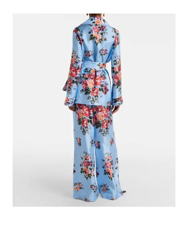 Dolce & Gabbana Floral Silk Wide-leg Pants