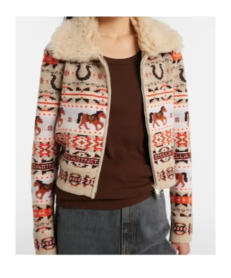 Stella McCartney Intarsia Virgin Wool Zip-up Cardigan