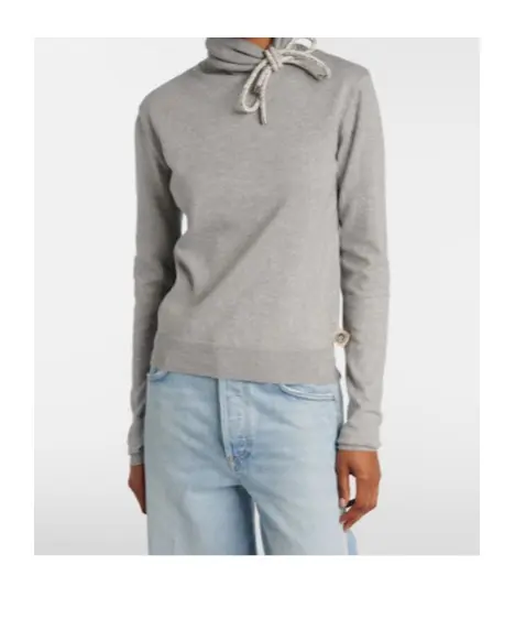 AREA Embellished Cotton And Cashmere Turtleneck Sweater
