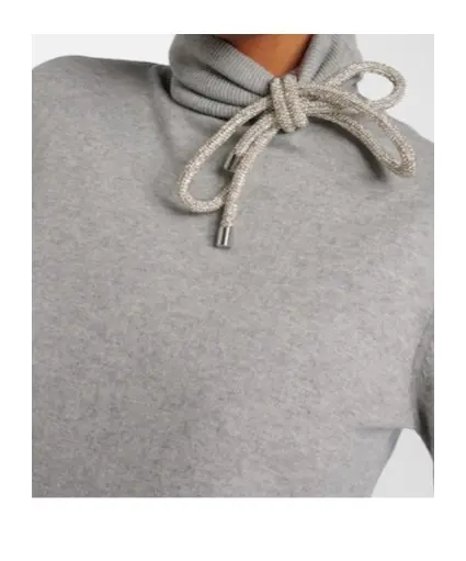 AREA Embellished Cotton And Cashmere Turtleneck Sweater