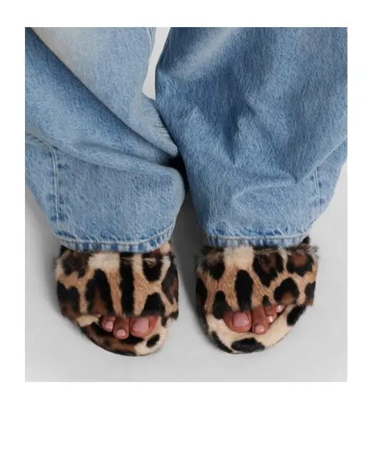 Dolce & Gabbana Leopard-print Shearling Slides