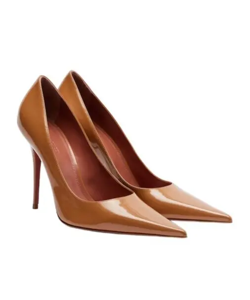 Amina Muaddi Patent Leather High Heels - Brown