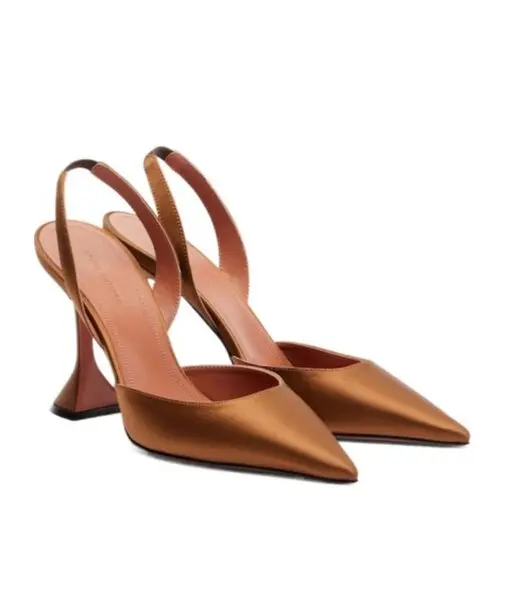Amina Muaddi Satin Slingback Pumps