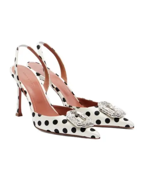 Amina Muaddi Polka Dot Satin High Heels - Multicolor