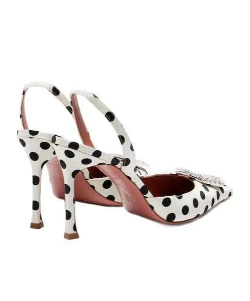 Amina Muaddi Polka Dot Satin High Heels