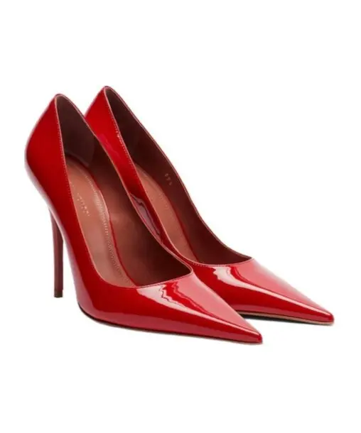 Amina Muaddi Shiny Leather High Heels
