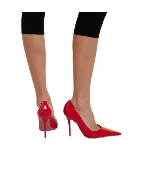 Amina Muaddi Shiny Leather High Heels