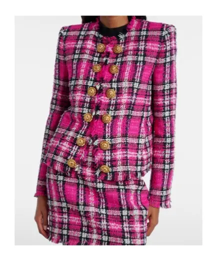 Balmain Checked Cotton And Wool-blend Tweed Jacket