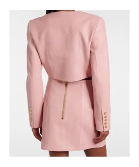 Balmain Cropped Leather Jacket