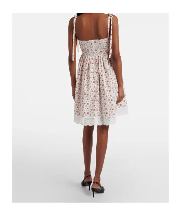 Dolce & Gabbana Floral Lace-trimmed Cotton-blend Poplin Minidress