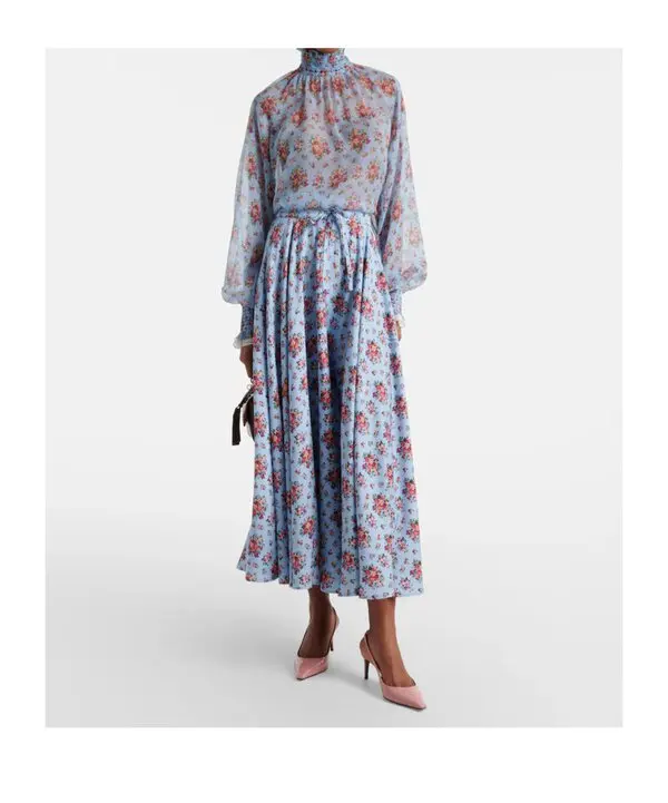Dolce & Gabbana Floral Silk-blend Midi Skirt