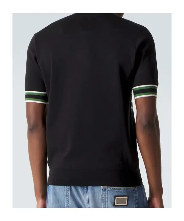 Dolce & Gabbana Embroidered Striped Silk And Cotton Polo Shirt