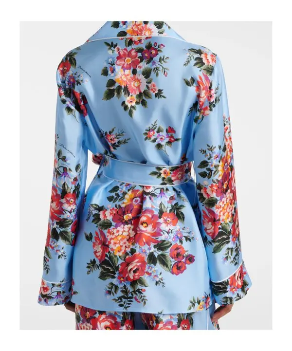 Dolce & Gabbana Floral Belted Silk Blouse