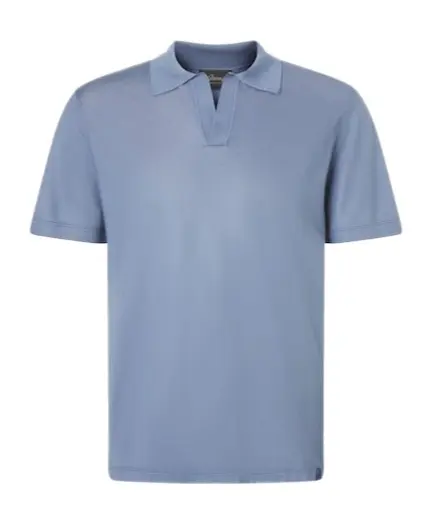 Brioni Minimalist V-neck Polo Shirt - Blue