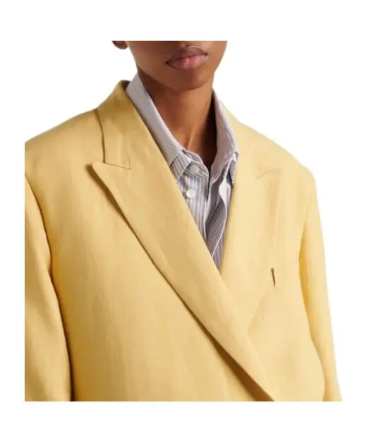 BLAZÉ MILANO Pure Linen Double-breasted Blazer - Nude