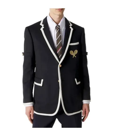 Thom Browne Embroidered Cashmere Zibeline Blazer