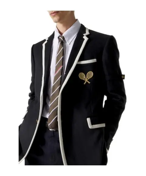 Thom Browne Embroidered Cashmere Zibeline Blazer