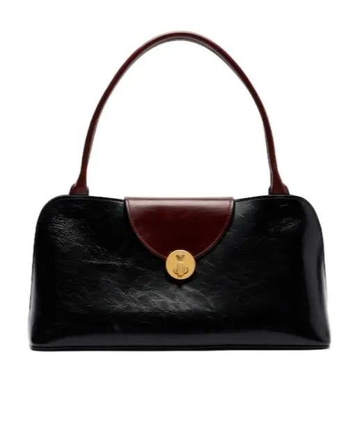 Versace Two-tone Leather Shoulder Bag - Black