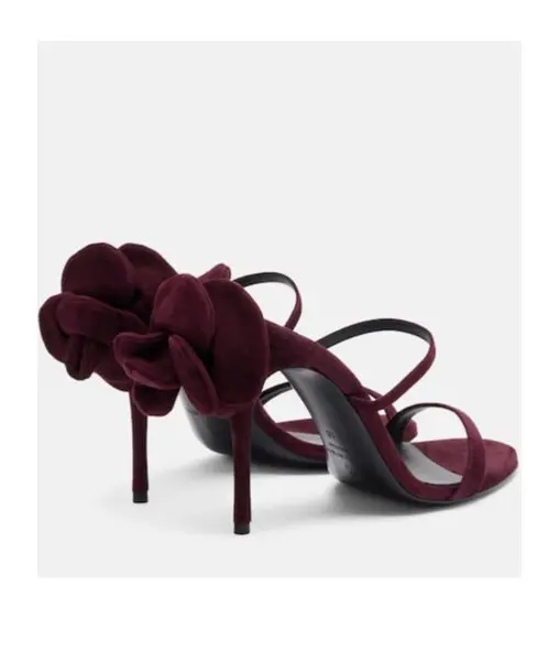 Magda Butrym Floral-appliqué Suede Mules